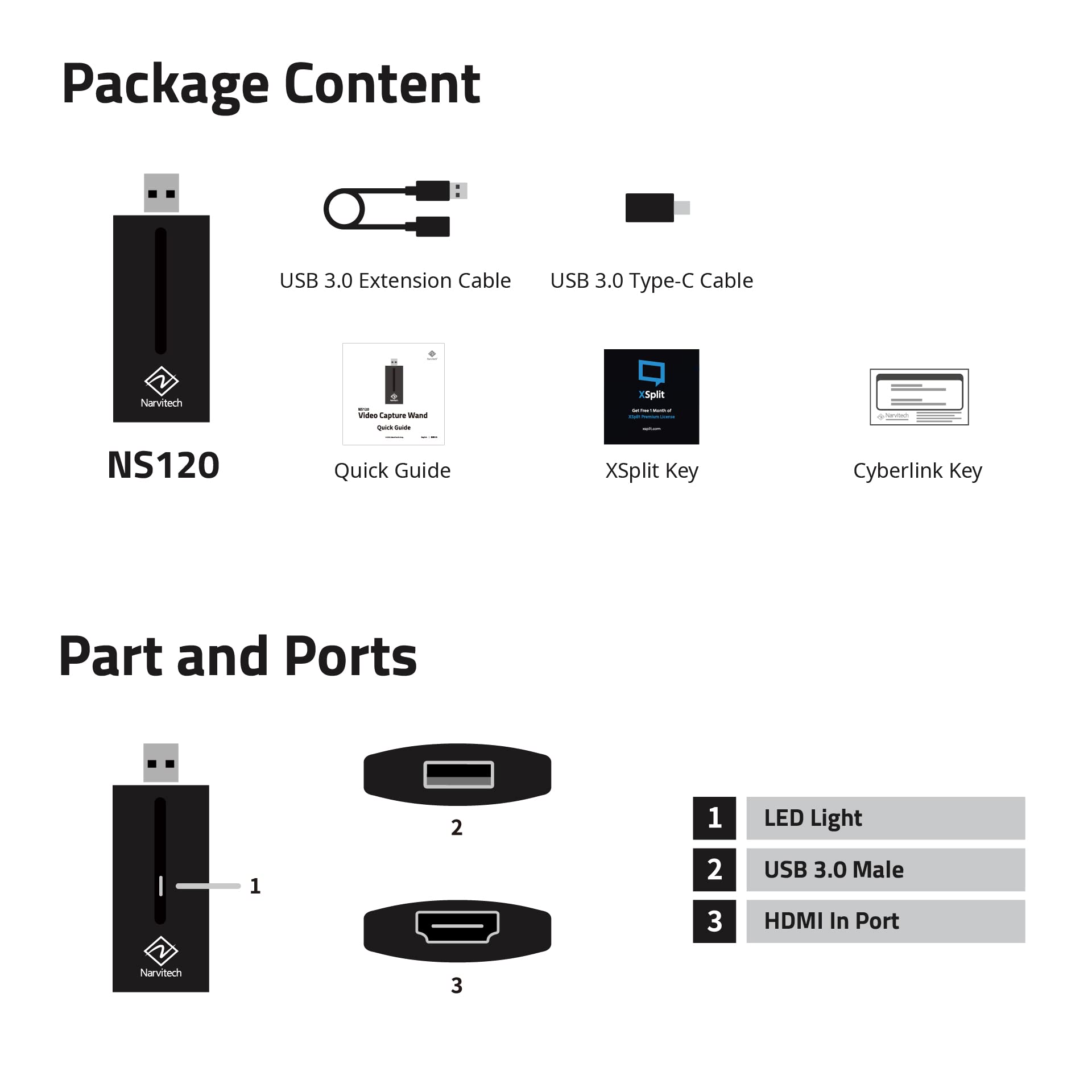 Narvitech NS120, External Capture Card. 120 FPS Capture, Stream and Record in 4K30 or 1080P120 with Ultra-Low Latency on PS5, PS4, Xbox Series X/S, Switch, in OBS and More, on PC and Mac.