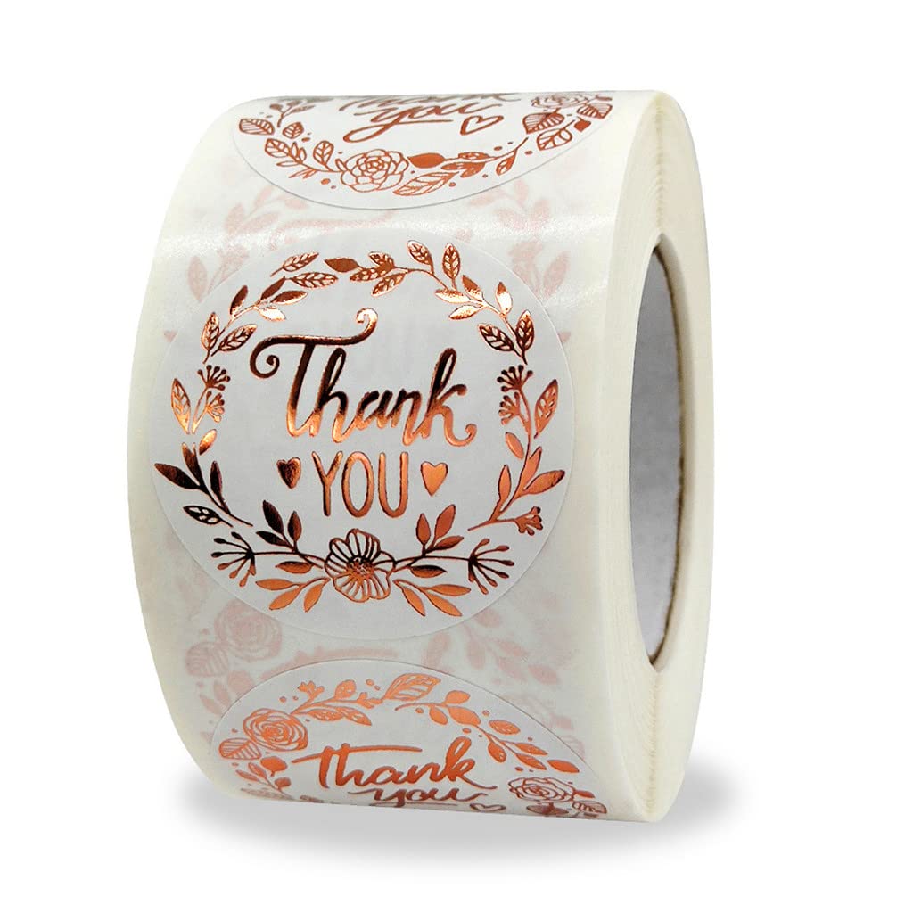 Kinteshun Thank You Sticker,Thank You Olive Branch Gold Stamping Self-Adhesive Label Decal Envelope Seal Baking Paster Sticker for Gift Packing Decoration(500pcs,1.5")