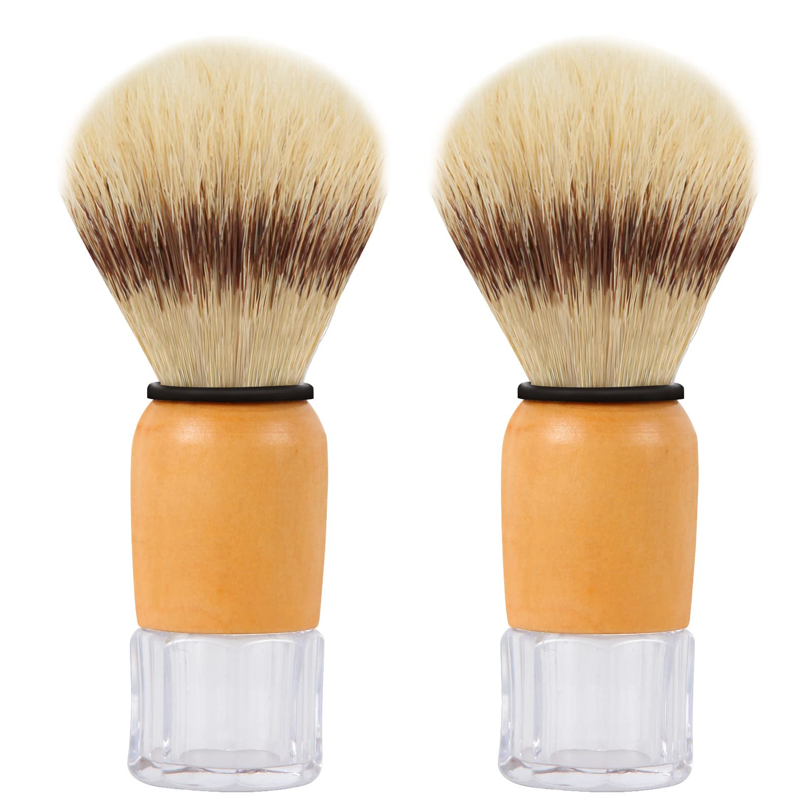 Genixart Nature Bristle Shaving Brush with Varnished Wooden Handle Plus Transparent Base, Perfect for Mens Wet Shave (1pc Gift Pack)