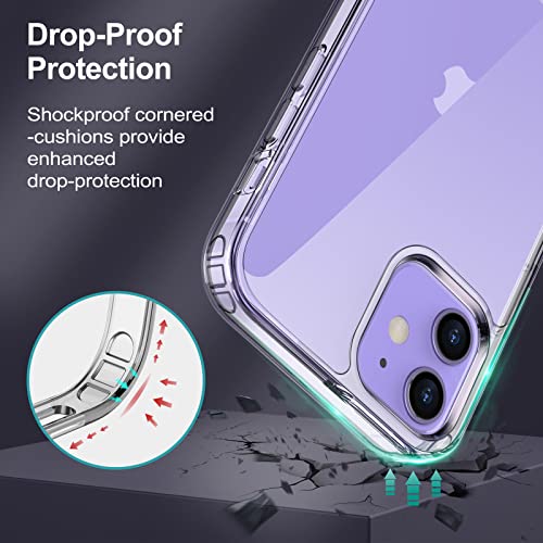 JETech Case for iPhone 12/12 Pro 6.1-Inch with Stand, Support Wireless Charging, Slim Shockproof Bumper Phone Cover, 3-Way Metal Kickstand (Clear)
