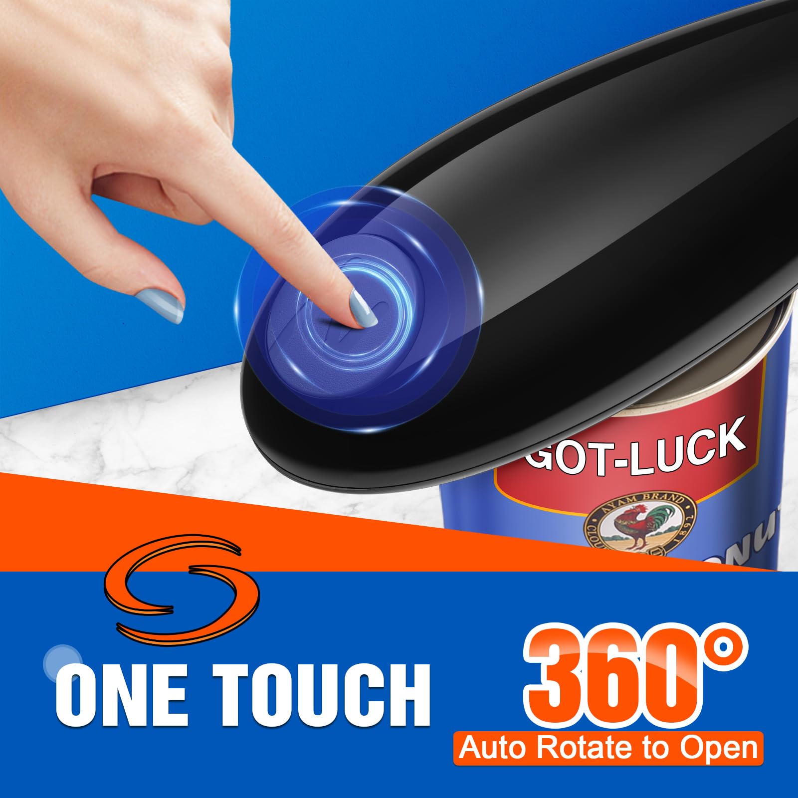 Electric Can Opener, Hands Free One Touch Automatic Can Openers Fit Different Can Sizes and Shape with No Sharp Edges for Kitchen, Kitchen Gadgets for Senior with Arthritis