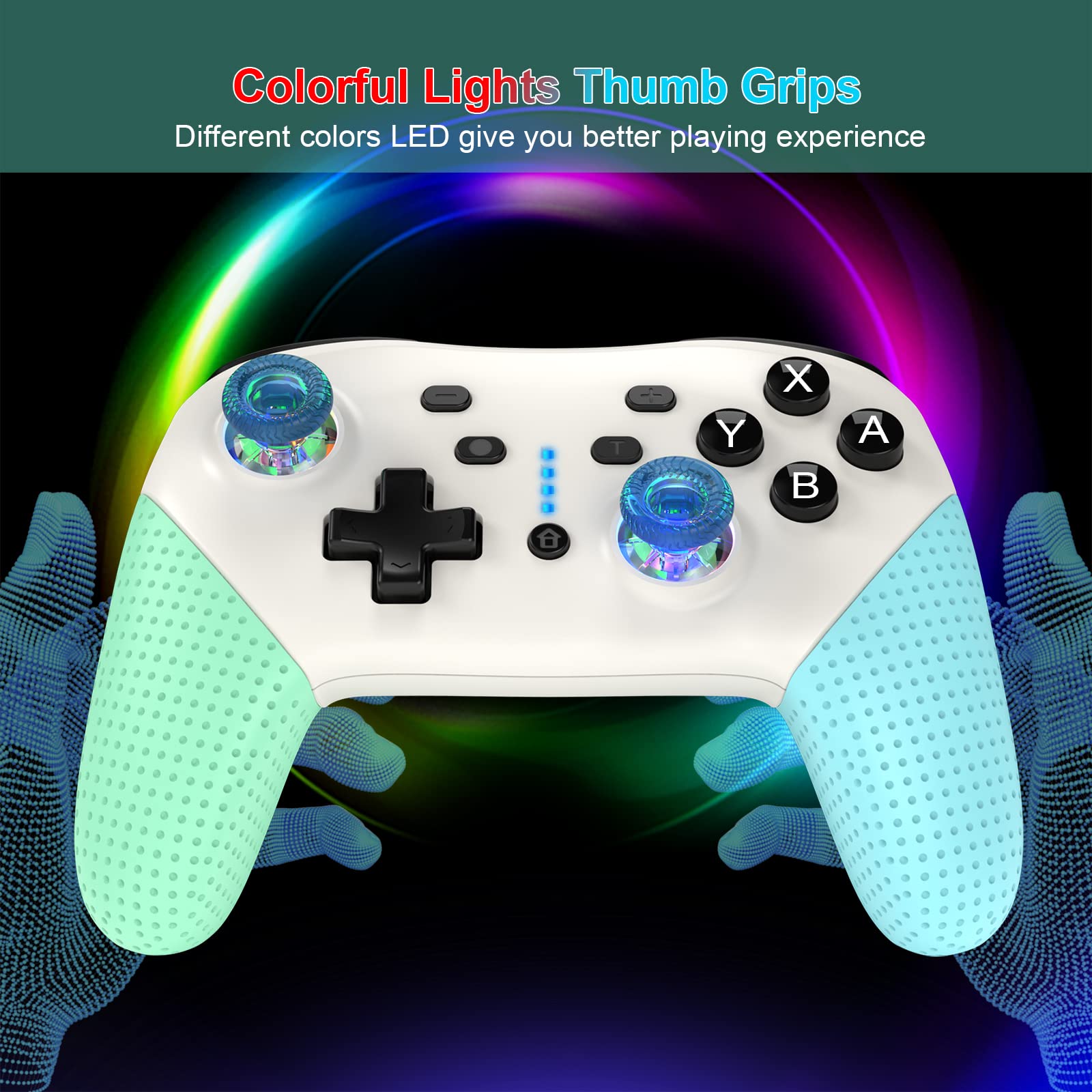 DOBE Switch Pro Controller, Wireless Switch Controller Compatible with Switch/OLED/Lite, LED Light 4-Level Vibration Wireless Remote Gamepad with Wake-up/Turbo/Motion Control