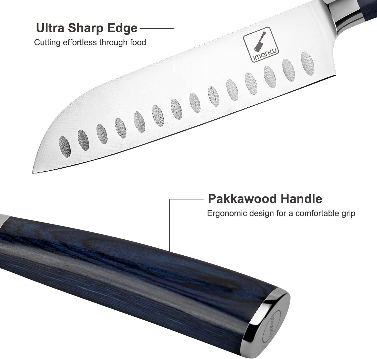 imarku Kitchen Knife 7 Inch Santoku Knife Ultra Sharp Chopping Knife - 7Cr17Mov Japanese Chefs Knife, Vegetable Knife, Best Cooking Knife Choice & Kitchen Gadgets 2023 (Blue)