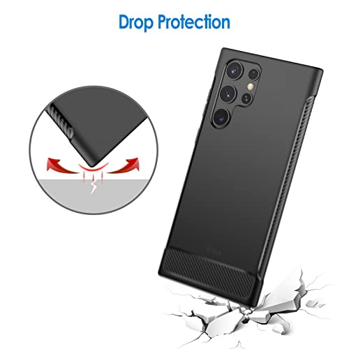 JETech Slim Fit Case for Samsung Galaxy S22 Ultra 5G 6.8-Inch, Thin Phone Cover with Shock-Absorption and Carbon Fiber Design (Black)