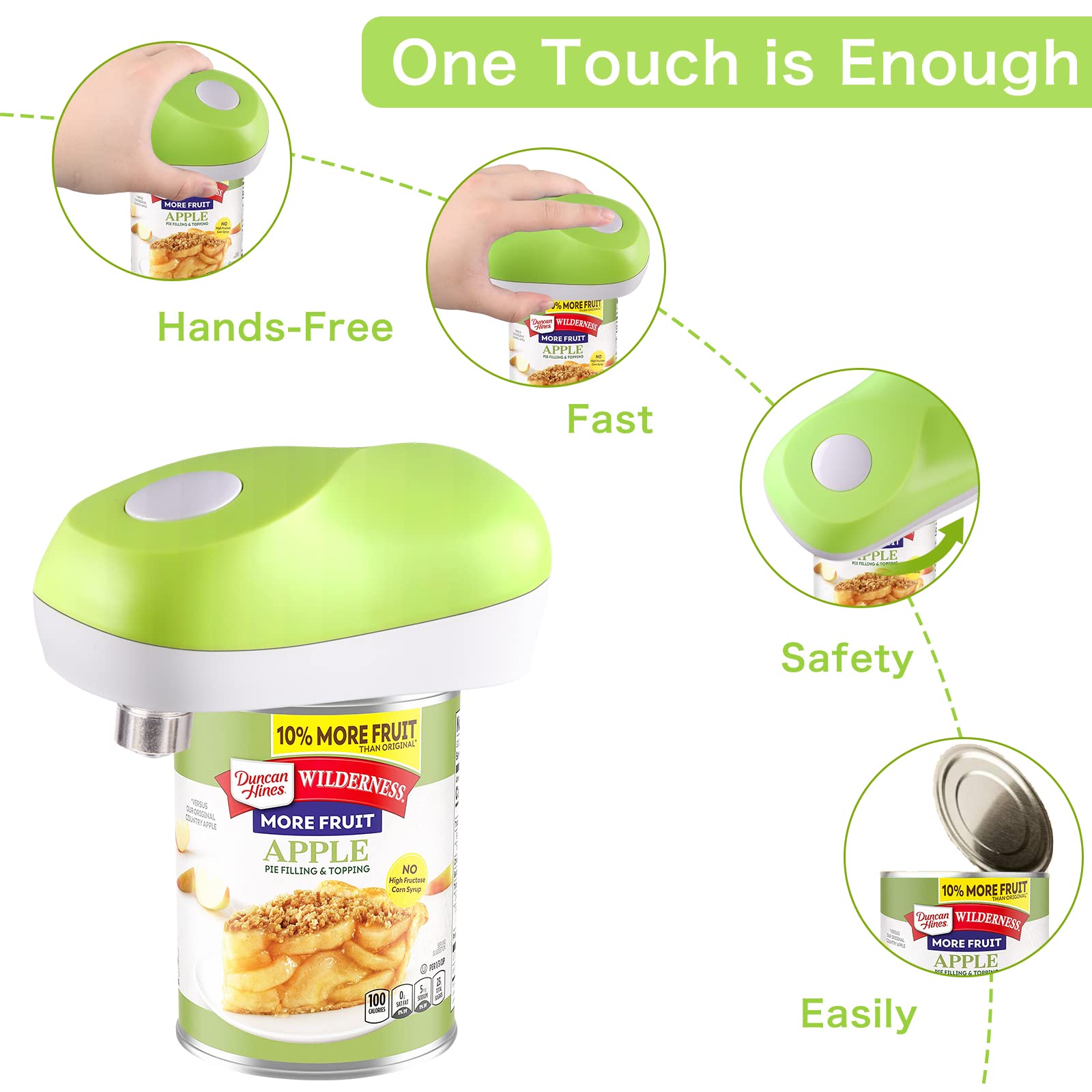 Electric Can Opener - Vcwtty One Touch Switch No Sharp Edge Automatic Electric Can Opener for Any Size, Kitchen Gifts for Arthritis and Seniors (Mini Lemon)