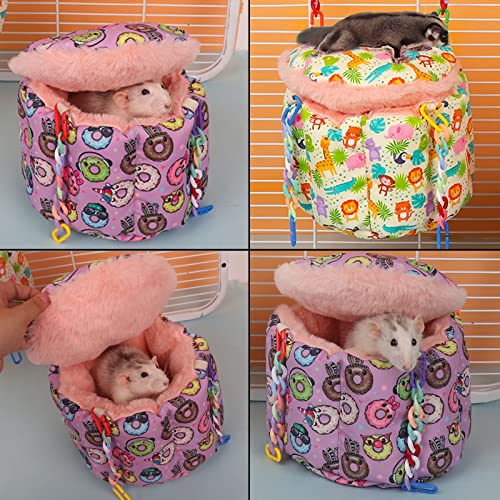 Jevnd Rat Hanging Bed, Sugar Glider Cage Accessories, Guinea Pig Warm Sleeping Nest Bed, Small Animals Cage Hammock for Squirrel, Hamster, Parrot