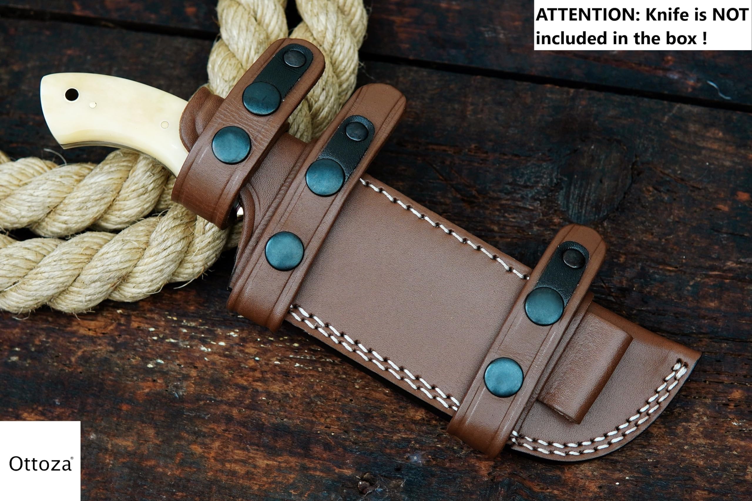 Ottoza TOP GRAIN Leather Knife Sheaths for Fixed Blade Knives, LEFT HAND Leather Knife Sheath for Belt, Leather Knife Holster Belt Knife Holder, Horizontal Knife Sheath for Belt No:9