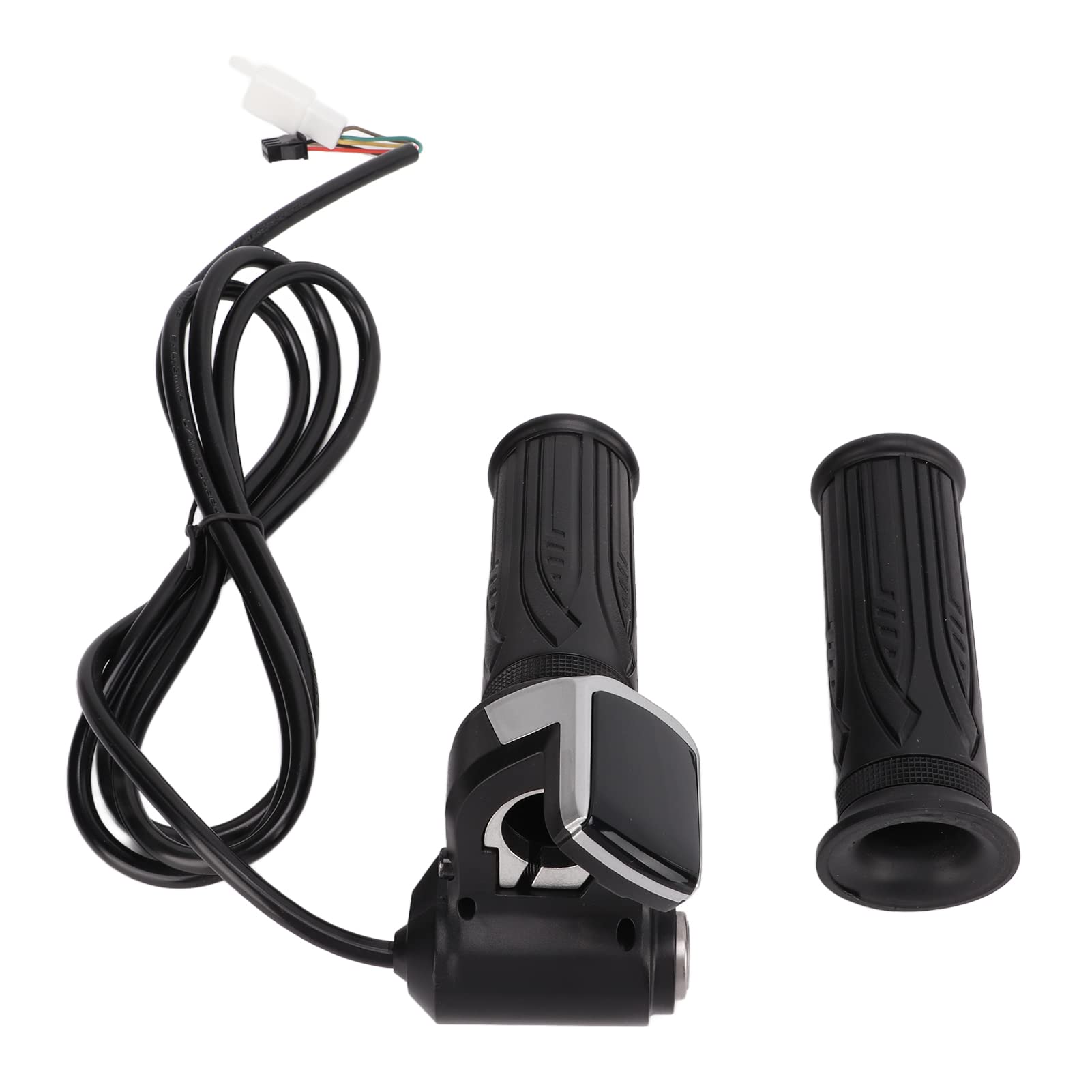Electric Bicycle Throttle Handle, Rubber LED Display Electric Bike Throttle Grip with Battery Indicator Power Switch Key (#3)