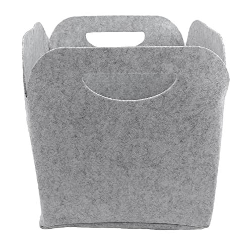 Foldable Felt Fabric Storage Basket, Convenient Box Organizer with Carry Handles for Office Bedroom Closet Babies Nursery Toys DVD Laundry Organizing (1 Pcs Medium)