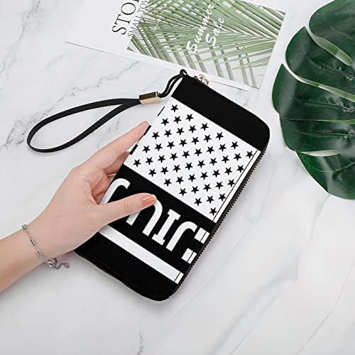 FunnyStar American Flag Jiu-Jitsu Women's Long RFID Hand Wallet Wristlet Clutch Purse PU Leather Handbag with Wrist Strap