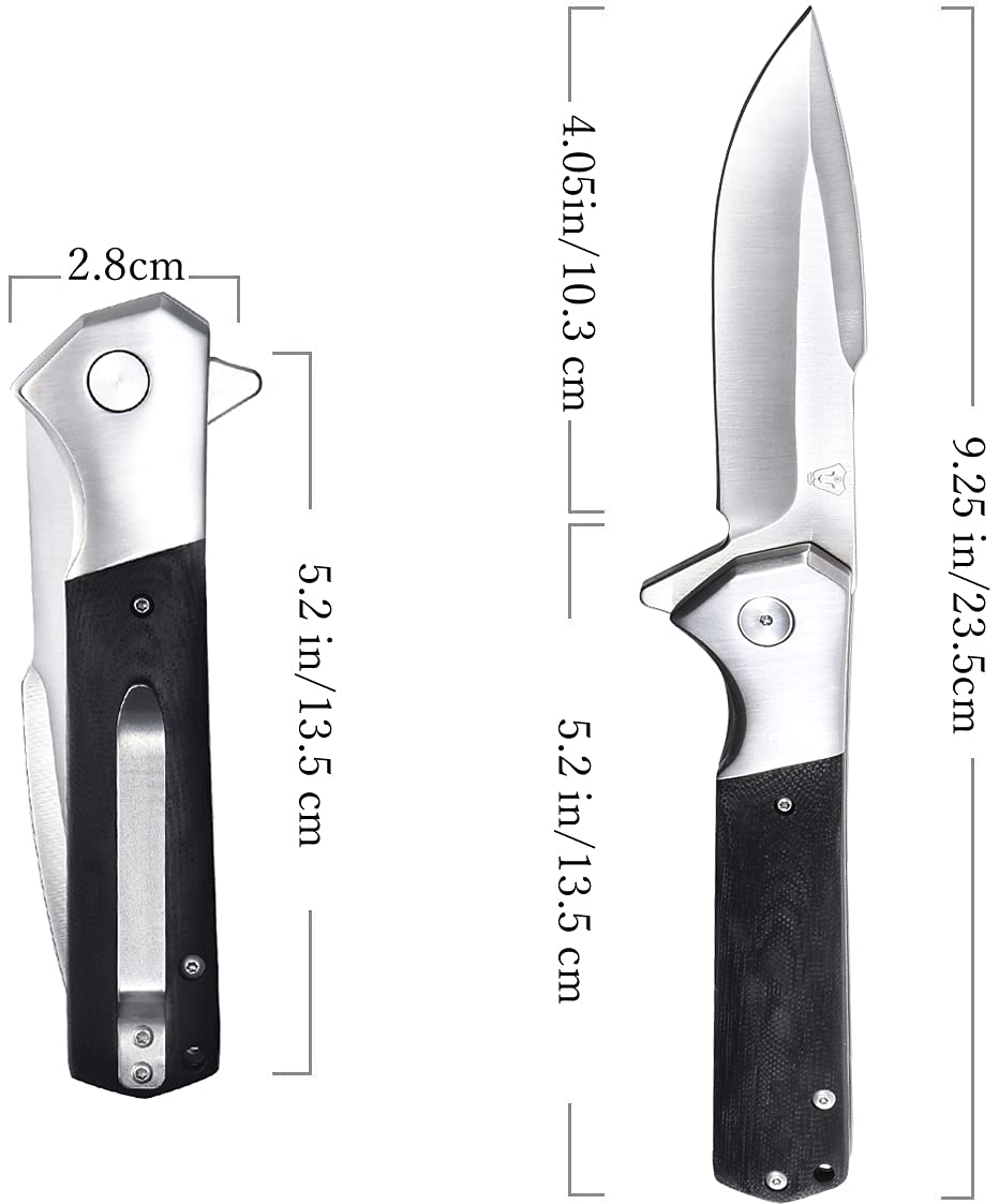 Eafengrow EF6 Folding Knives 5.2 inch Closed Knife 9Cr18Mov Blade Knife G10 Steel Handle Ball Bearing Outdoor Camping Knife