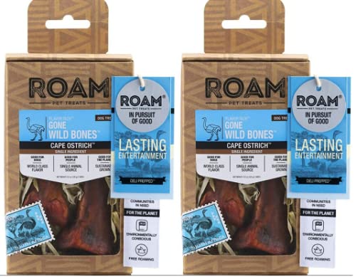 ROAM Pet Treats 4 Pack of Gone Wild Bones, Small, Cape Ostrich