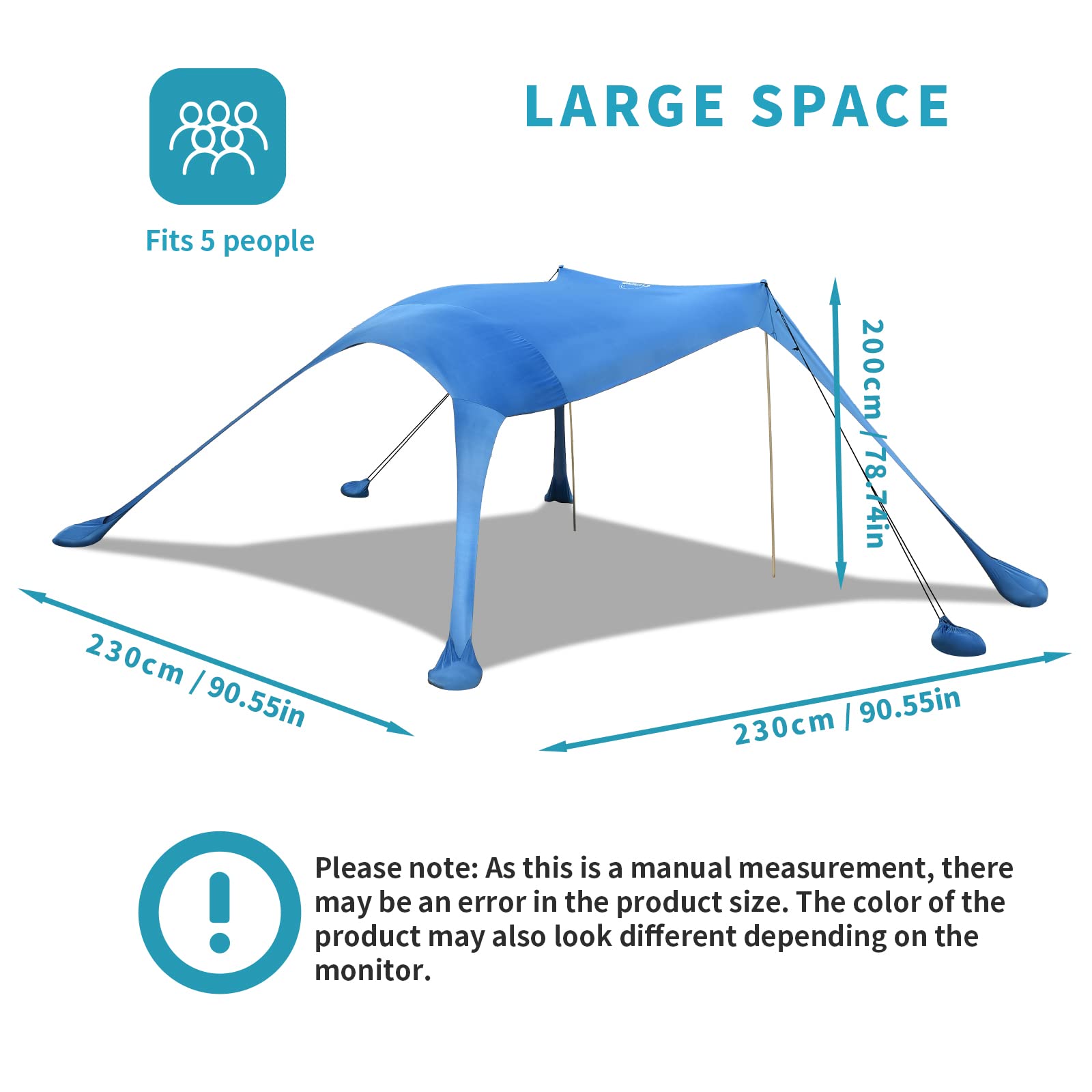 ELUTENT Pop Up Beach Tent UPF50+ Sun Shelter Anti-Wind Portable Beach Canopy with 2 Aluminum Poles Compact Sun Shelter Easy Setup Sandproof Private Outdoors Shade for Camping Trips, Fishing 9ftx9ft