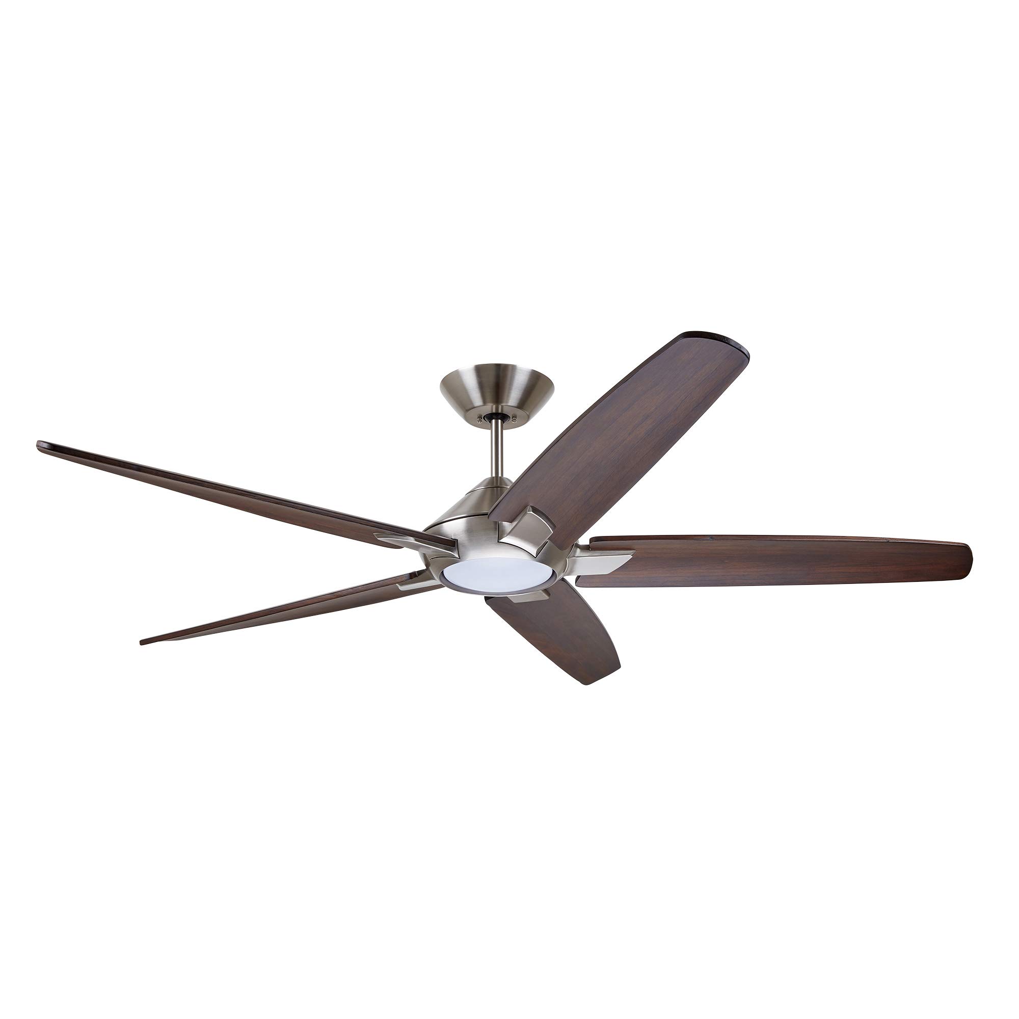 Dorian Eco 72 Inch Ceiling Fan with Light | Dimmable LED Fixture with Premium DC Motor | 6-Speed Wall Control with Brown Solid Wood Blades with and Downrod Mount, Oil Rubbed Bronze