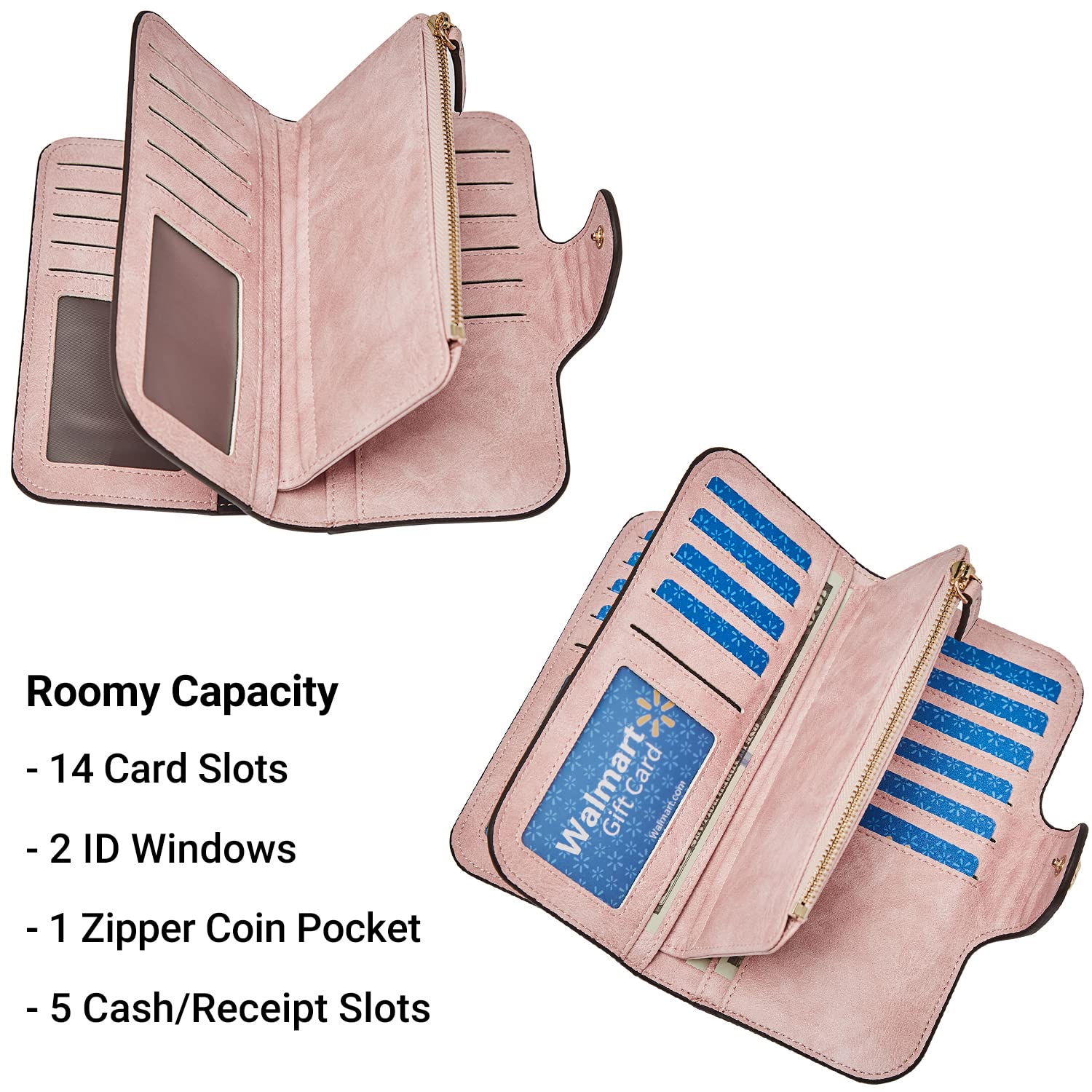 FOXLOVER RFID Wallet Women Soft Vegan Leather Trifold Multi Credit Card Holder Organizer Ladies Clutch