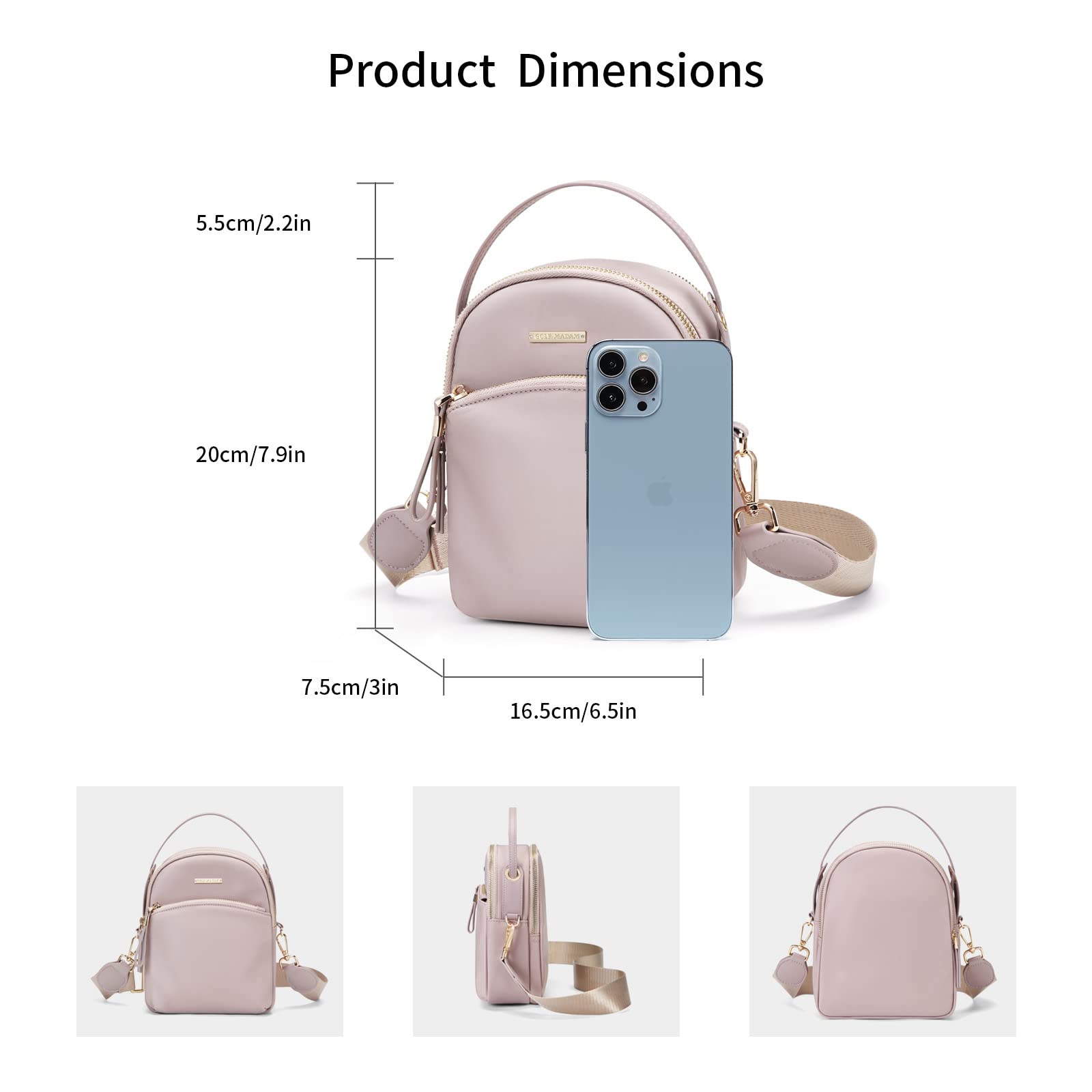 GOLF SUPAGS Crossbody Bag Purse with Top- Handle Adjustable Strap Roomy Shoulder Bags for Women (Pink)