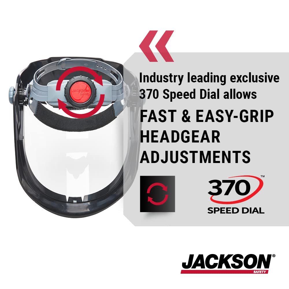 Jackson Safety Lightweight MAXVIEW Premium Face Shield with 370 Speed Dial Ratcheting Headgear β Uncoated Clear