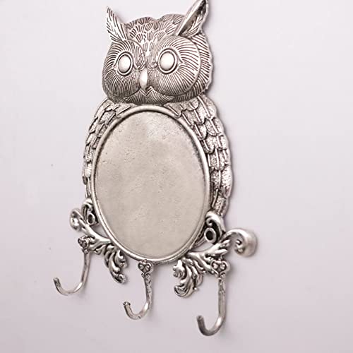 JfwuHap Coat Rack Wall Mounted - Hooks,2Pcs Owl Key Hook Heavy Duty,Zinc Alloy Metal Coat Hook Rail for Coat Hat Towel Purse Robes Mudroom Bathroom Entryway (Silver)