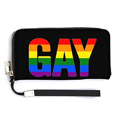FunnyStar LGBT Gay Pride AF Women's Long RFID Hand Wallet Wristlet Clutch Purse PU Leather Handbag with Wrist Strap