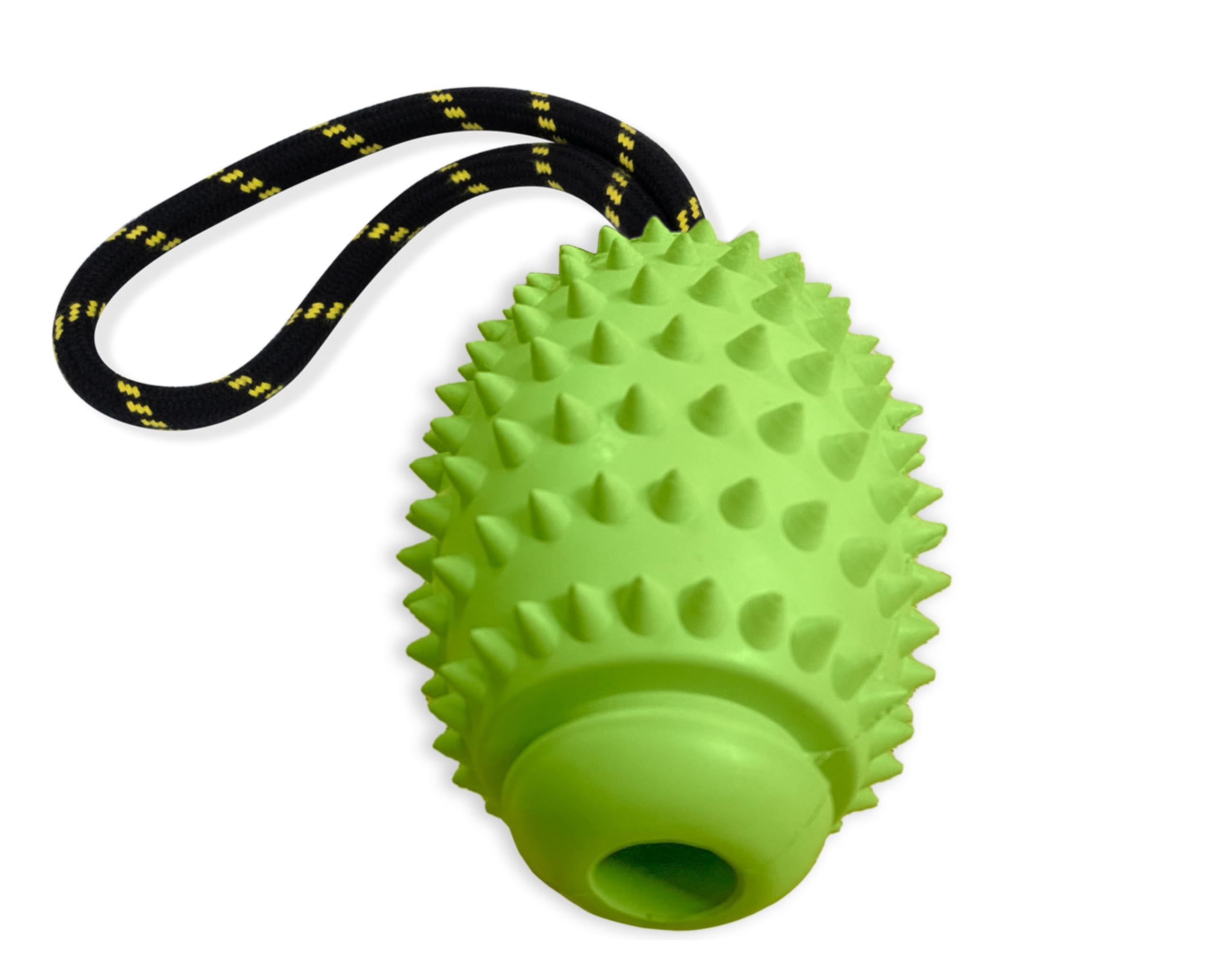 OllyDog Spikey Rugby, Interactive Dog Chew Toy with Natural Rubber, Multifunctional Teeth Cleaning and Gum Massage, for Dogs Under 50lbs (Lime)