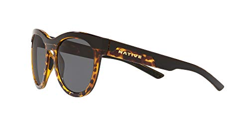 Native Eyewear Women's La Reina Polarized Round Sunglasses, Black/Tortoise/Gray, 47 mm
