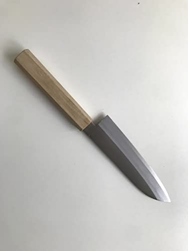 Goh Umanosuke Yoshihiro Small Santoku Knife, silver,brown