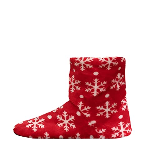 FASDNENDYS Christmas Festive Household Warm Silent Floor Boots Floor Slippers Snow Shoes Womens Kitty Slippers Size 5 Watermelon Red