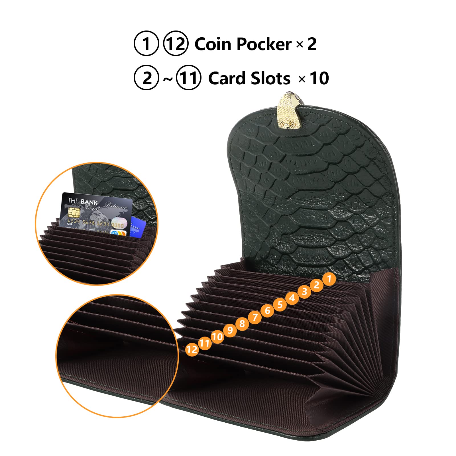 EXT-FAN Credit Card Holders RFID Small Wallet for Women Envelope System Purse Compact Card Cases & Money Organizers (Emerald green)