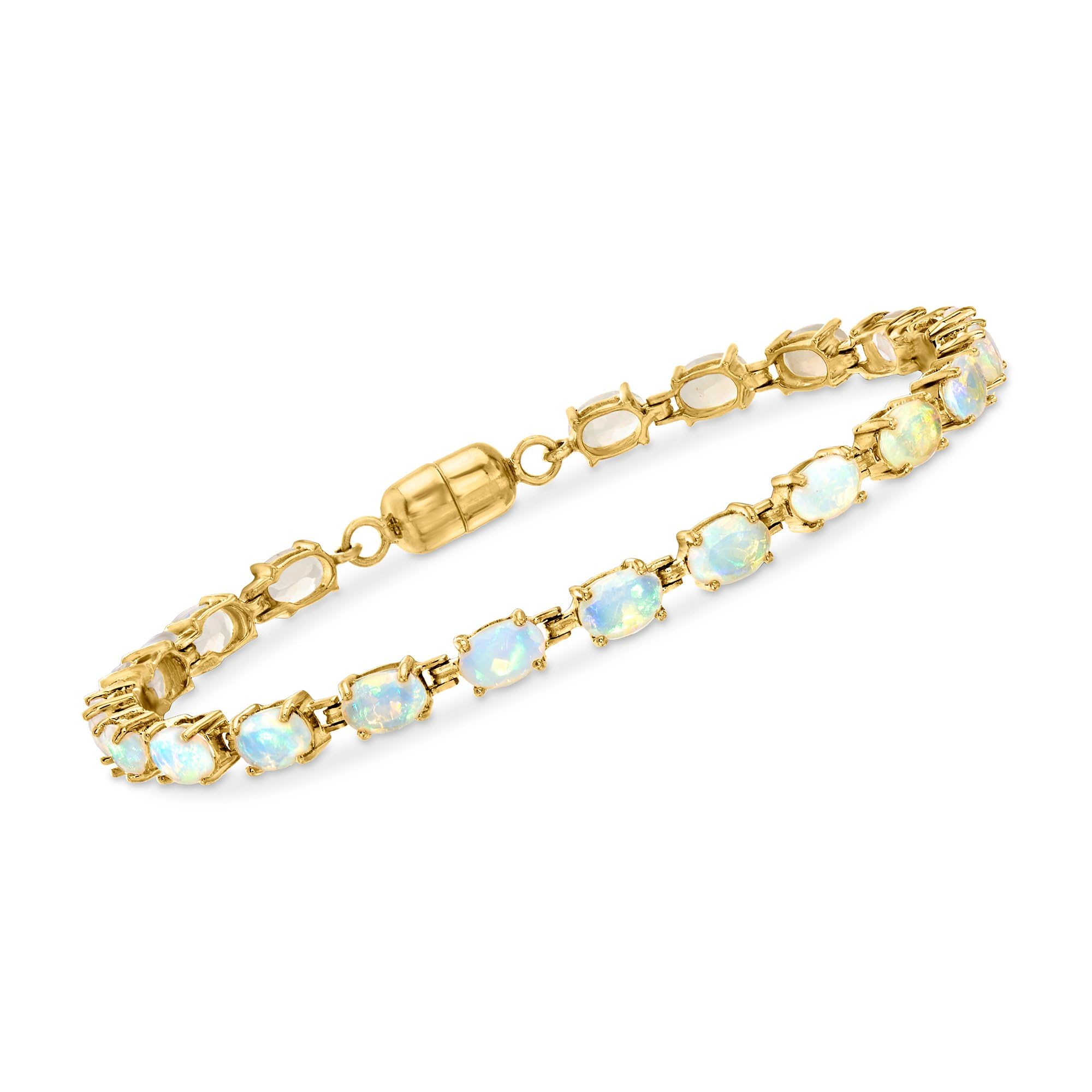 Ross-Simons Ethiopian Opal Tennis Bracelet in 18kt Gold Over Sterling. 7 inches