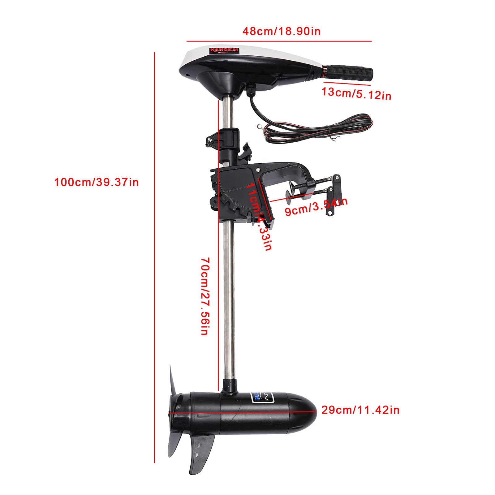 Electric Trolling Motor 12V 65lbs Thrust Transom Mounted with Adjustable Handle Fishing Boat Engine Marine Propeller for Fishing Boats Kayak Inflatable Boat No Battery (65lbs)