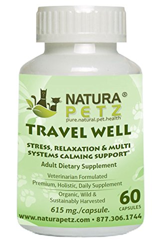 Natura Petz Organics Travel Well Calming and Stress Supplements for Adult Dogs and Cats, 615mg