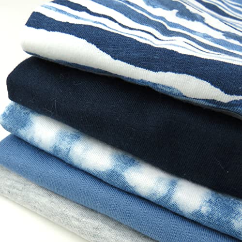 HonestBaby Organic Cotton Short Sleeve T-Shirt Multi-Packs 5-Pack Indigo Blues, 4T