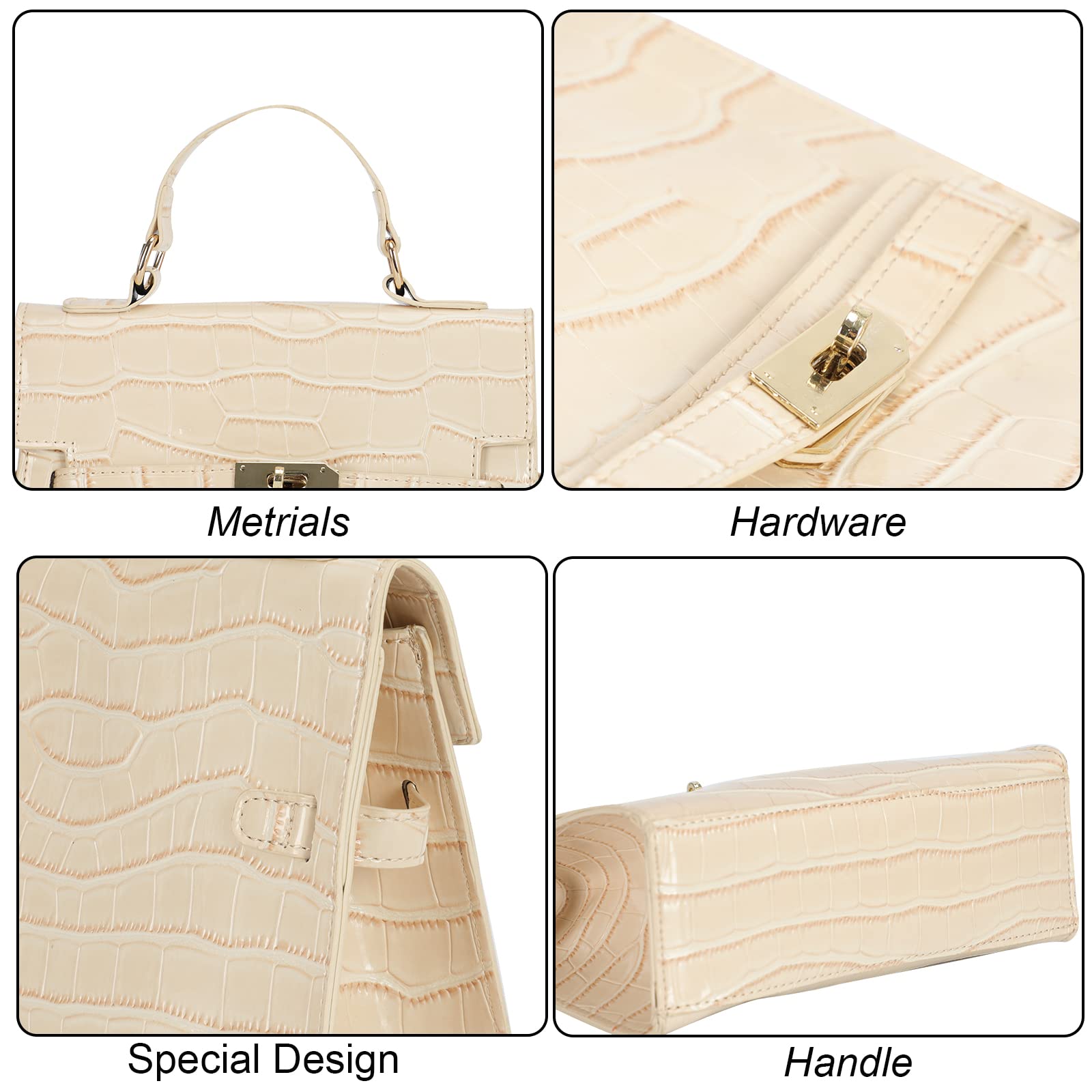 FRANSHION Womens Crossbody Handbag Purse, Trendy Small Top Handle Shoulder Bag for Women, Crocodile Embossed Vegan Leather