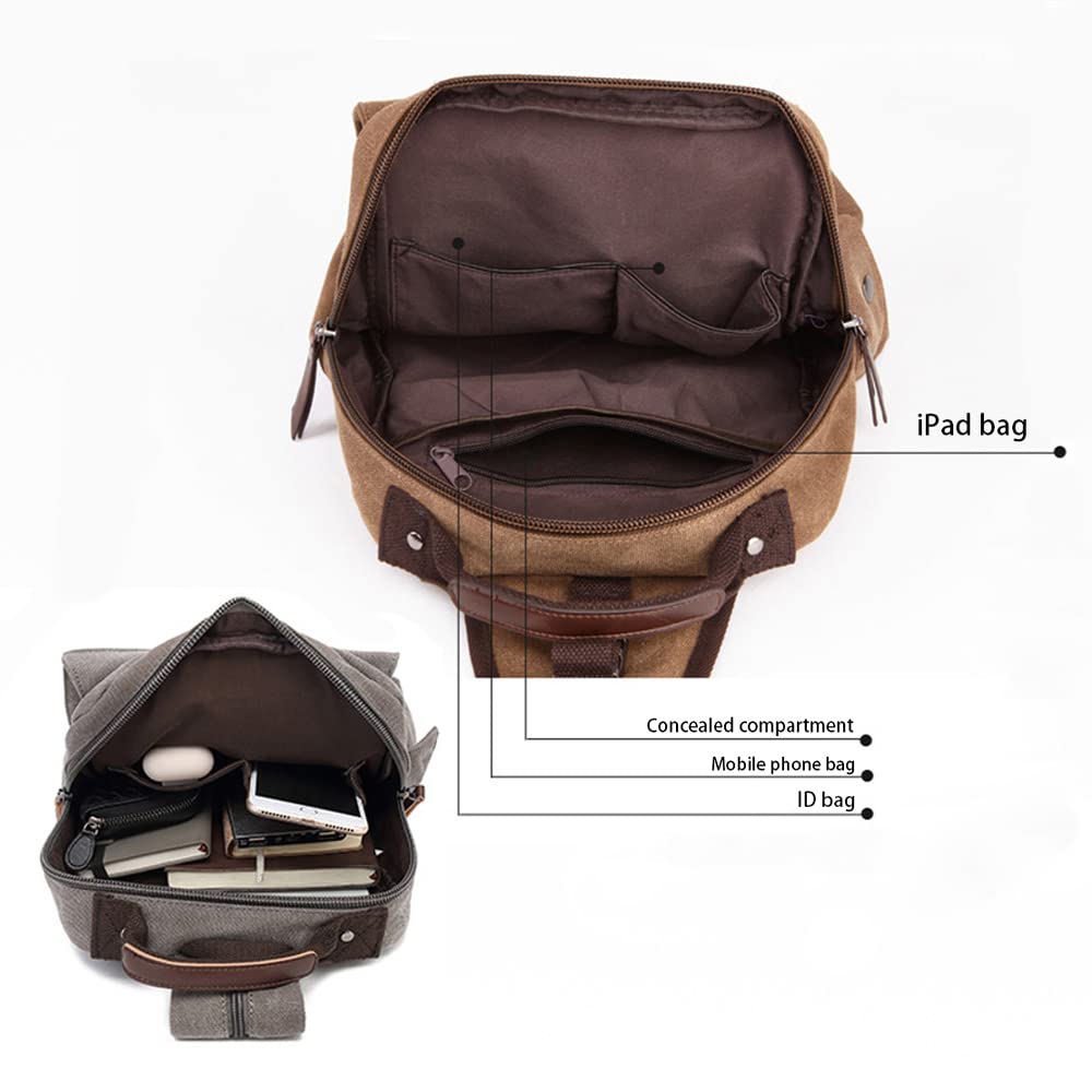 FASNAHOK Canvas Shoulder Backpack Travel Rucksack Sling Bag Cross Body Messenger Bag Casual Daypack