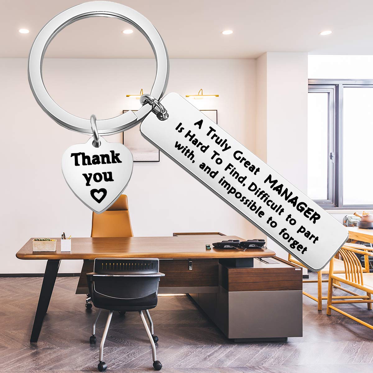 ENSIANTH Manager Gift A Truly Great Manager Is Hard to Find Difficult to Part With and Impossible to Forget Keychain Thank You Gift for Management,Leader,Boss (Manager Gift)