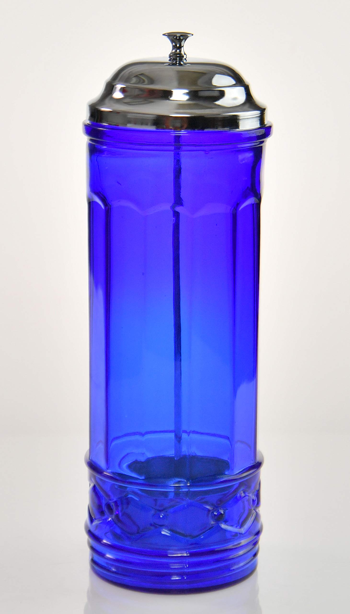 HOME-X Cobalt Blue Glass Straw Dispenser, Straw Holder, Vintage Home Kitchen Accessories, Pop Up Stra Lid Dispenser, Depression Style