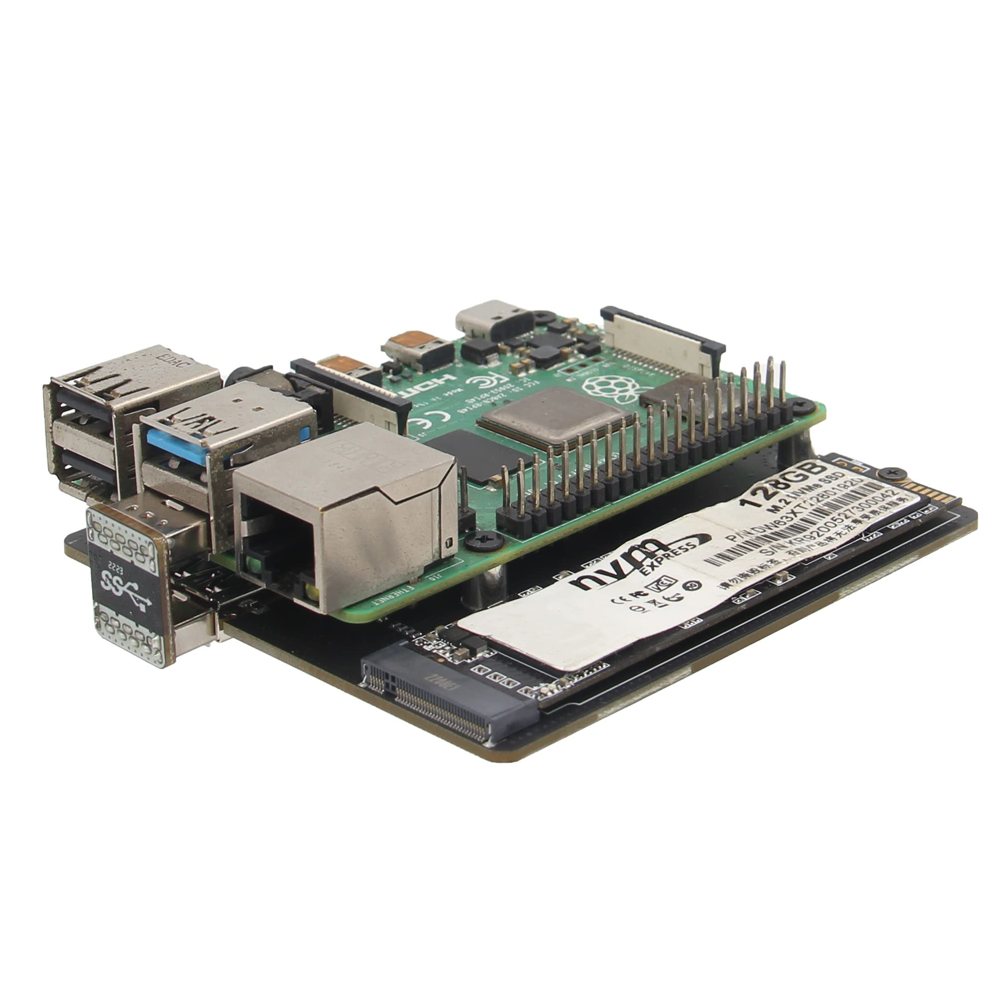 Geekworm for Raspberry Pi 4 NVME HAT, X876 V1.1 NVME M.2 SSD Storage Expansion Board UASP Supported Compatible with Raspberry Pi 4 Model B Only Support Key-M 2280 SSD