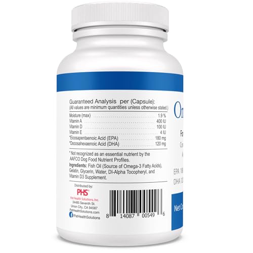 Omega-Caps For Medium Dog Breeds - Omega 3, Vitamins, Minerals, Antioxidants - Support Immune System, Joints, Heart, and Brain - 60 Softgel Capsules