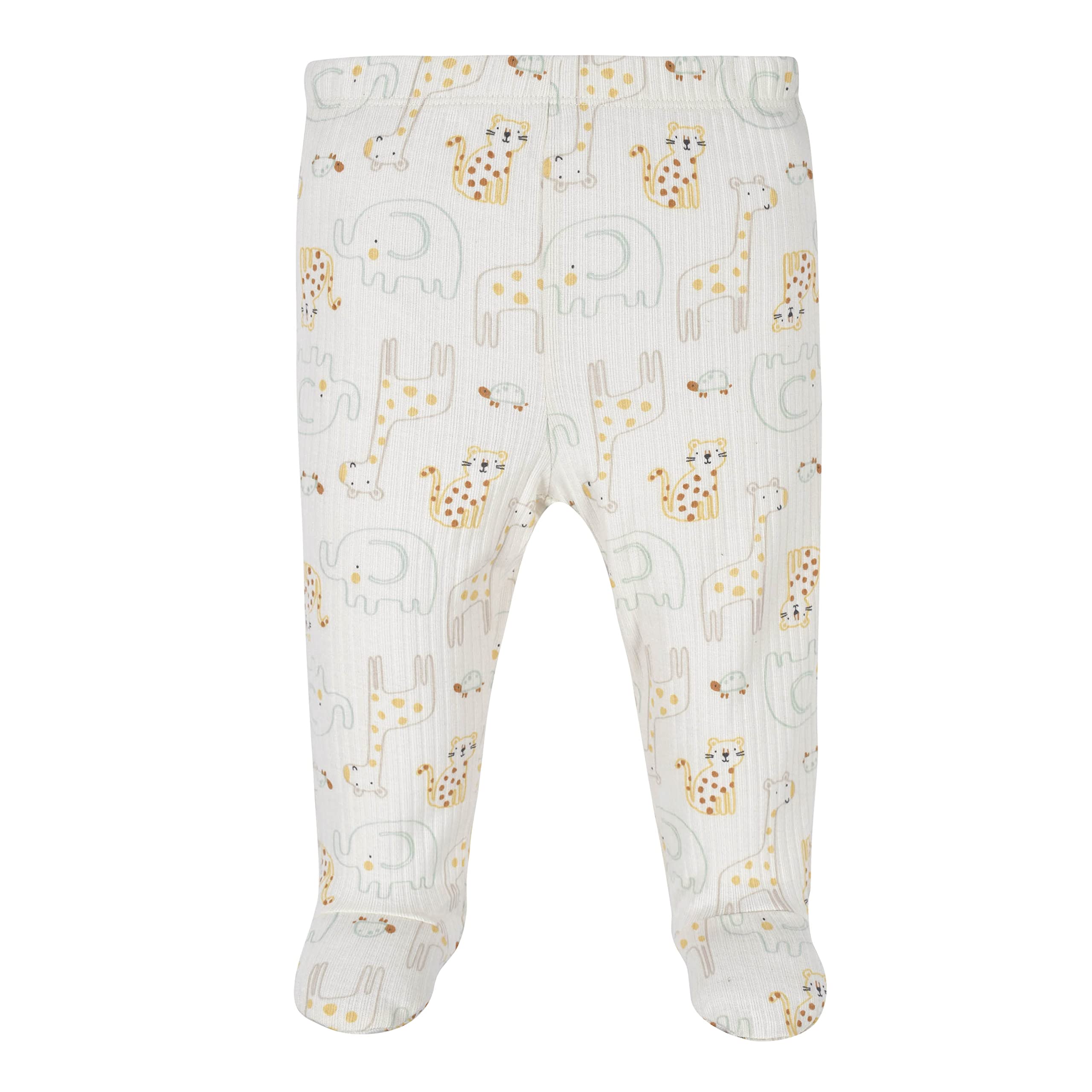 Gerber Baby Newborn Hospital Pointelle Outfit Shirt, Footed Pant and Cap, Animals White, Newborn