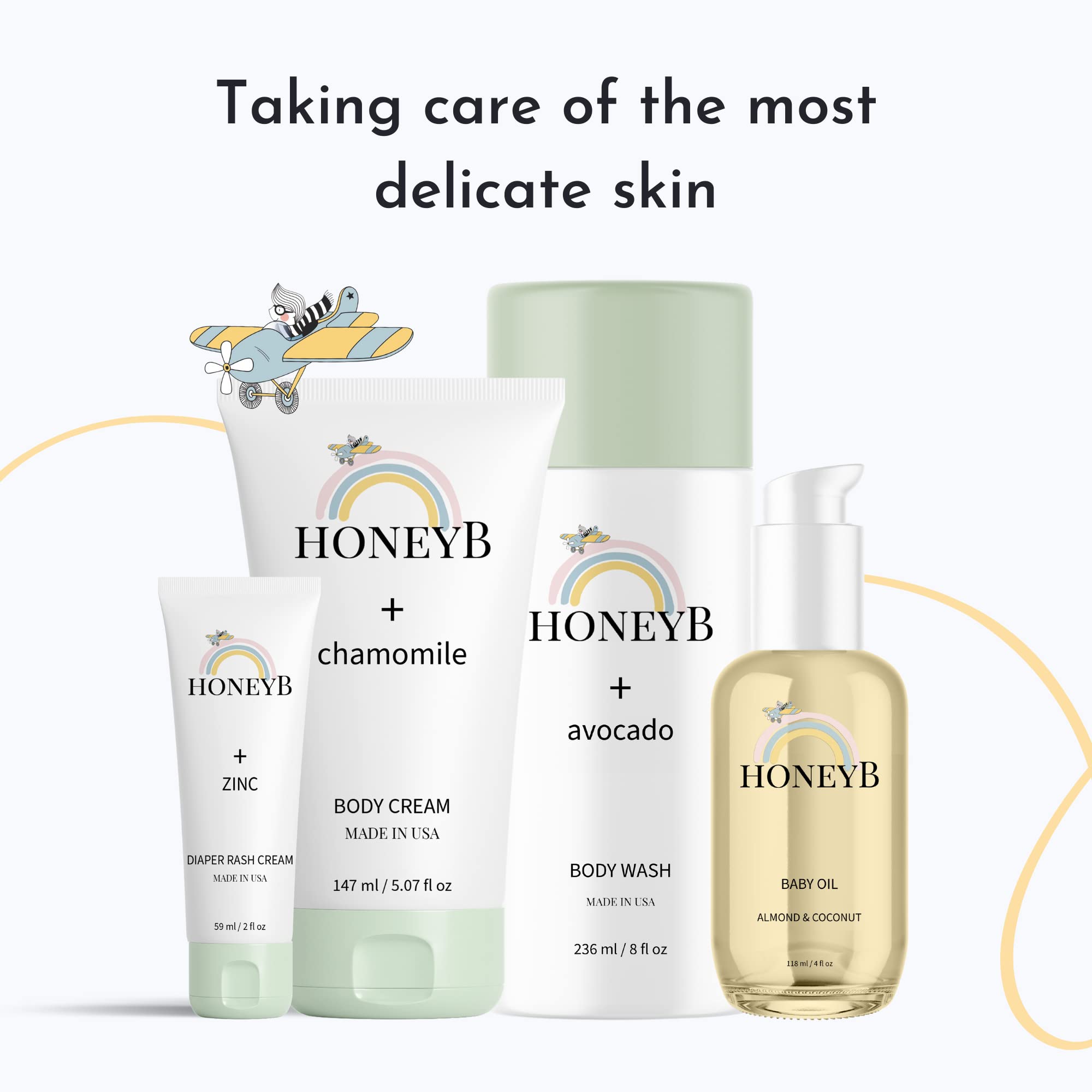 HONEYB Diaper Rash Cream with Zinc and a Powerful Blend of Natural Ingredients – Non-Toxic Formula, 2 fl oz