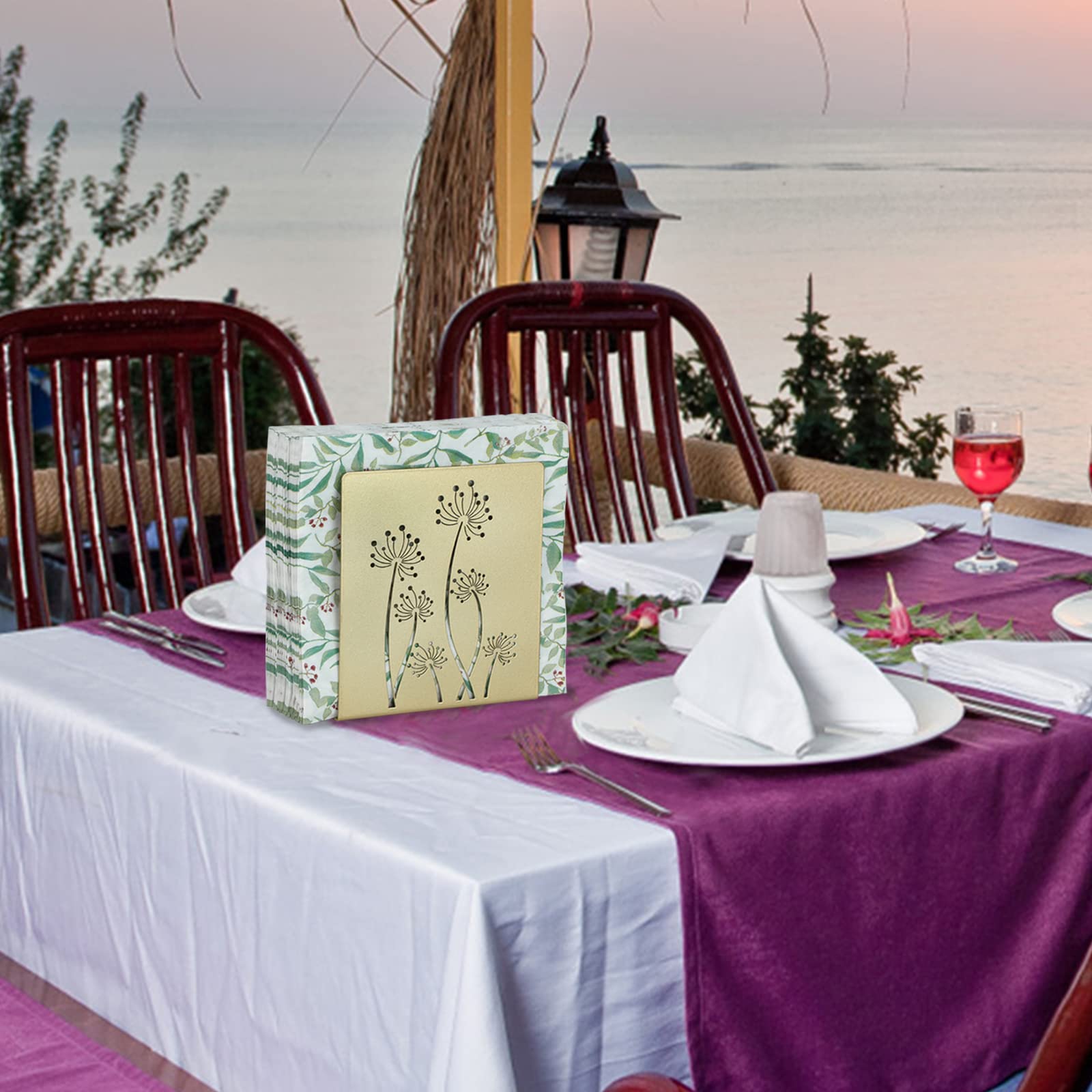 Gold Napkin Holder for Table, Metal Napkin Holder Stand for Dinner Home Kitchen Restaurant Picnic Party