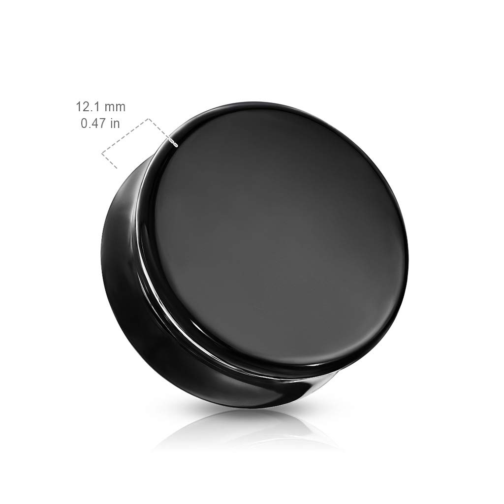 Ear gauges solid black obsidian ear plugs soscene double saddle 8mm 0 gauge