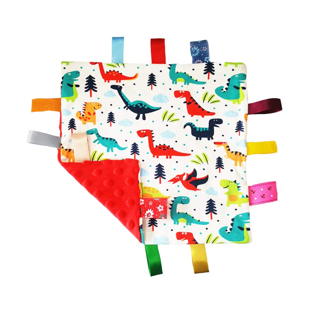 FOMUNI❤Deliver Fast Baby Soft Touch Comforter Blanket with Tags,Tag Comforter, Comfort Security Blanket Gift for Toddler Child Kids, Dinosaur Comforter Blanket-Red