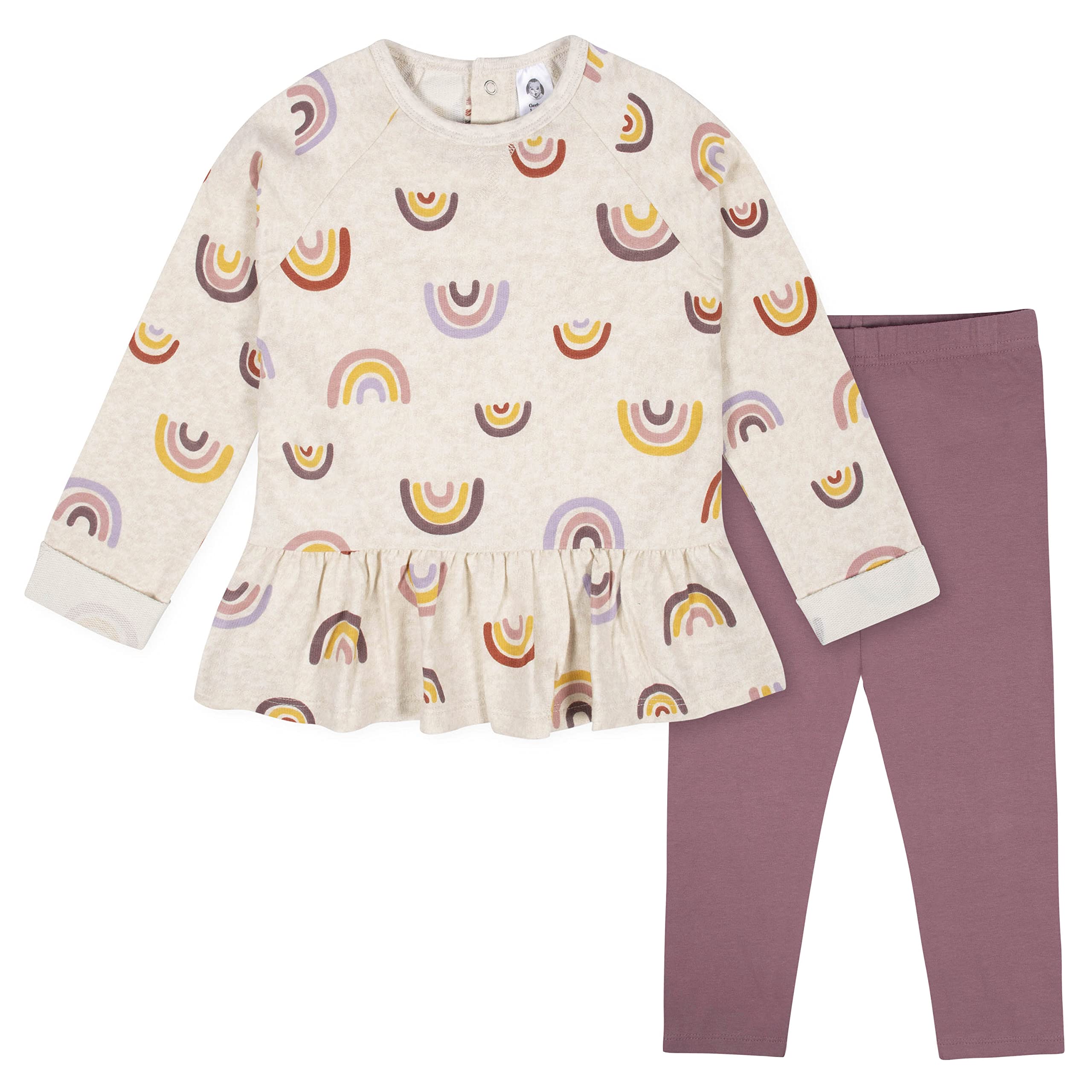 GerberBaby GirlsToddler 2-Piece Peplum Waist Top & Legging SetRainbows3T