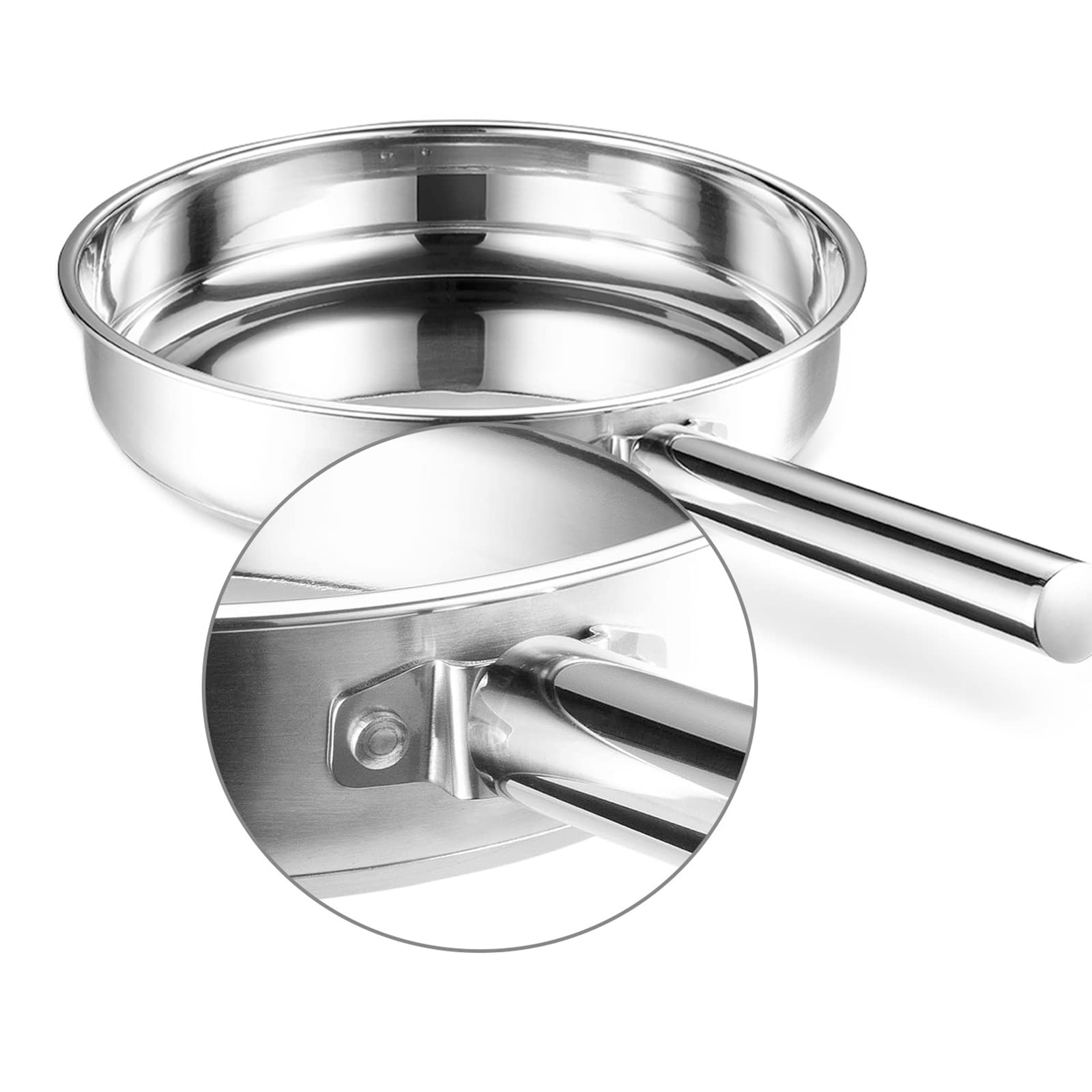 GEERTOP Stainless Steel Skillet 10 Inches Portable Outdoor Cookware Frying Pan with Removable Handle for Camping Hiking Picnic Cooking