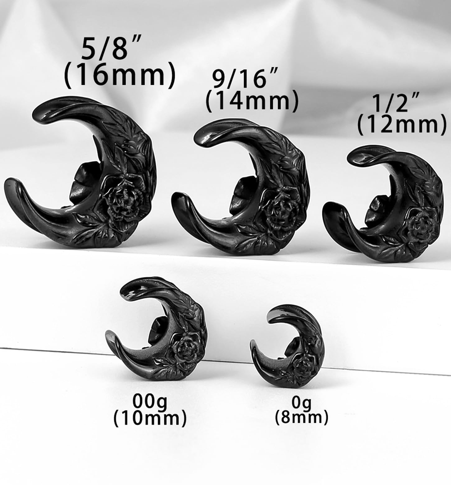 Earblity 2PCS Crescent Moon Saddle Plugs 316 Stainless Steel Ear Gauges Hypoallergenic ear gauges expander Piercing Body Jewelry (8MM, gold)