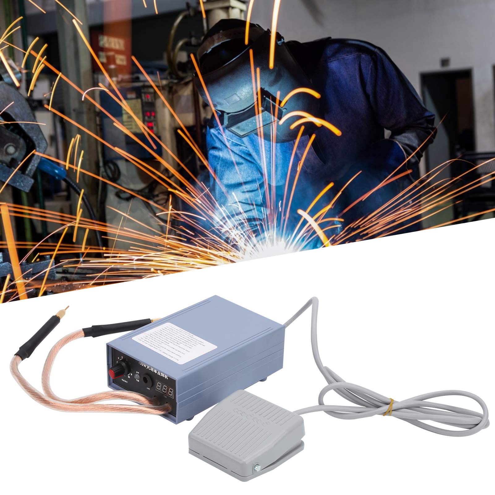 Junlucki Mini Spot Welder, 5000W Spot Welding Machine DIY Portable Adjustable Spot Welder Pen with Foot Switch Battery Spot Welder Spot Welding Equipment for 0.2MM Nickel Strip 18650 Battery(US)