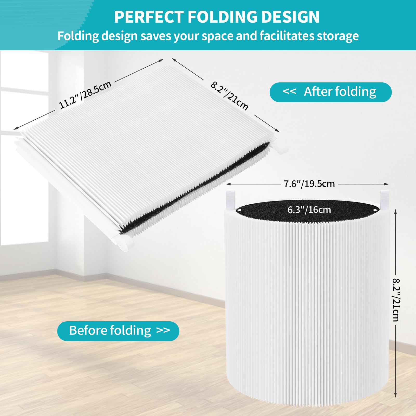 DerBlue 2 Pcs 411 Replacement Filter Compatible with Blueair Blue Pure 411, 411+, 411 Auto and Mini Air Purifier，include 2 Particle and 2 Activated Carbon