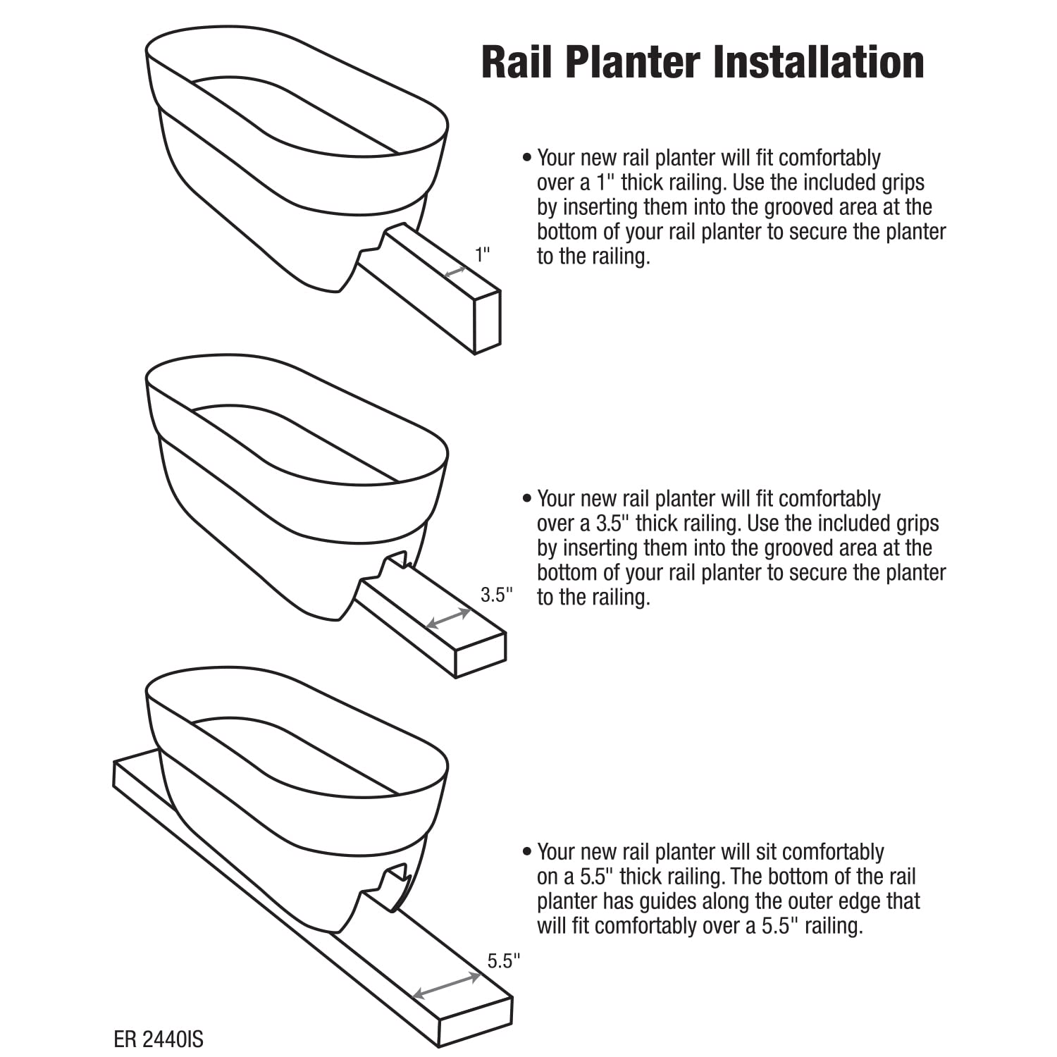 EMSCO Group Bloomers Railing Planter with Drainage Holes – 24" Weatherproof Resin Planter – Sand