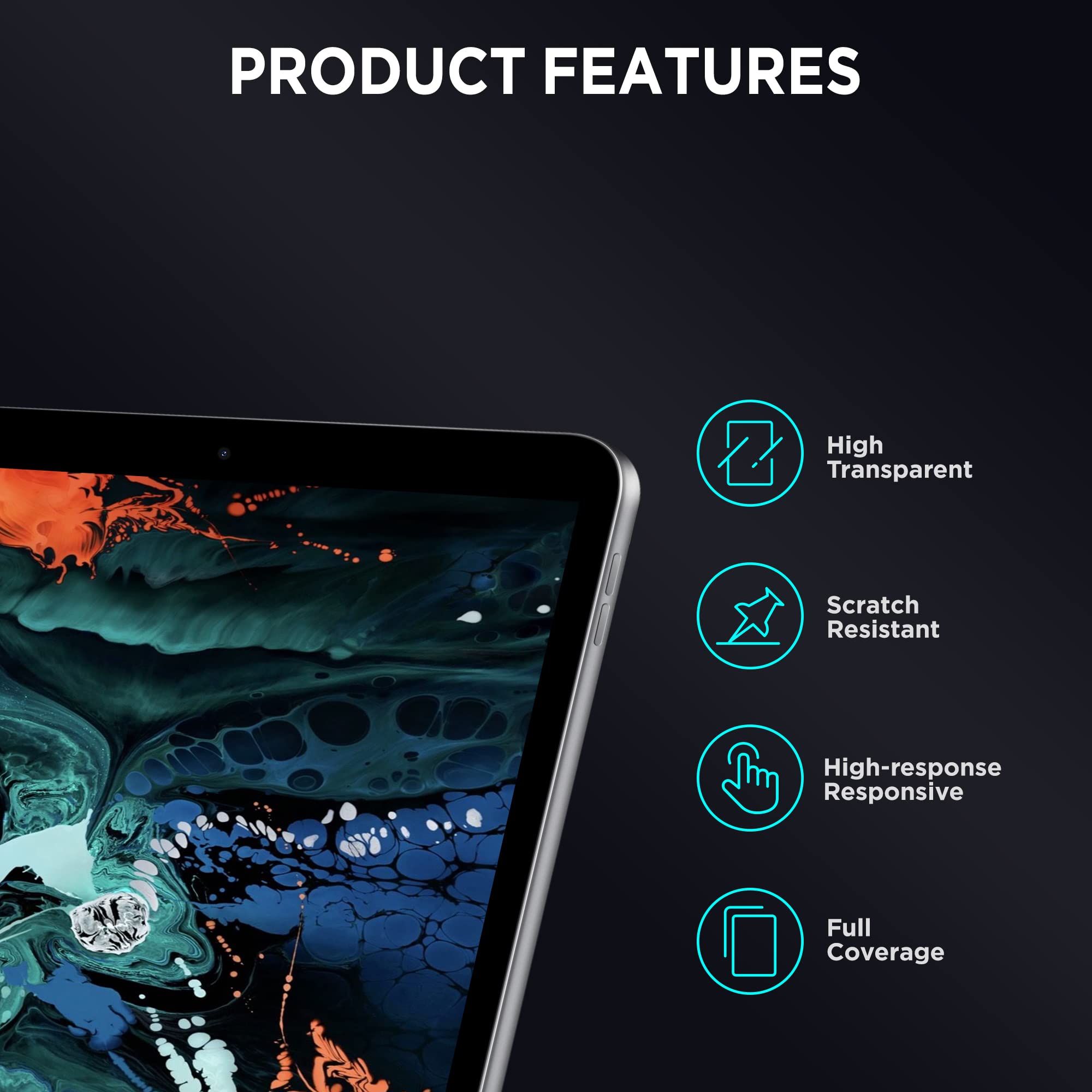 KingBlanc [1-Touch Installation Screen Protector for iPad 9th/8th/7th Generation 2021/2020/2019 10.2 Inch/10.5 inch iPad Air 3rd Gen 2019/iPad Pro 10.5 2017 Tempered Glass with Auto Alignment Kit